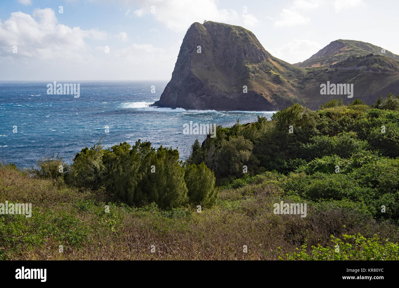 Kahakuloa Head, one of the most prominent features along the twisted ...