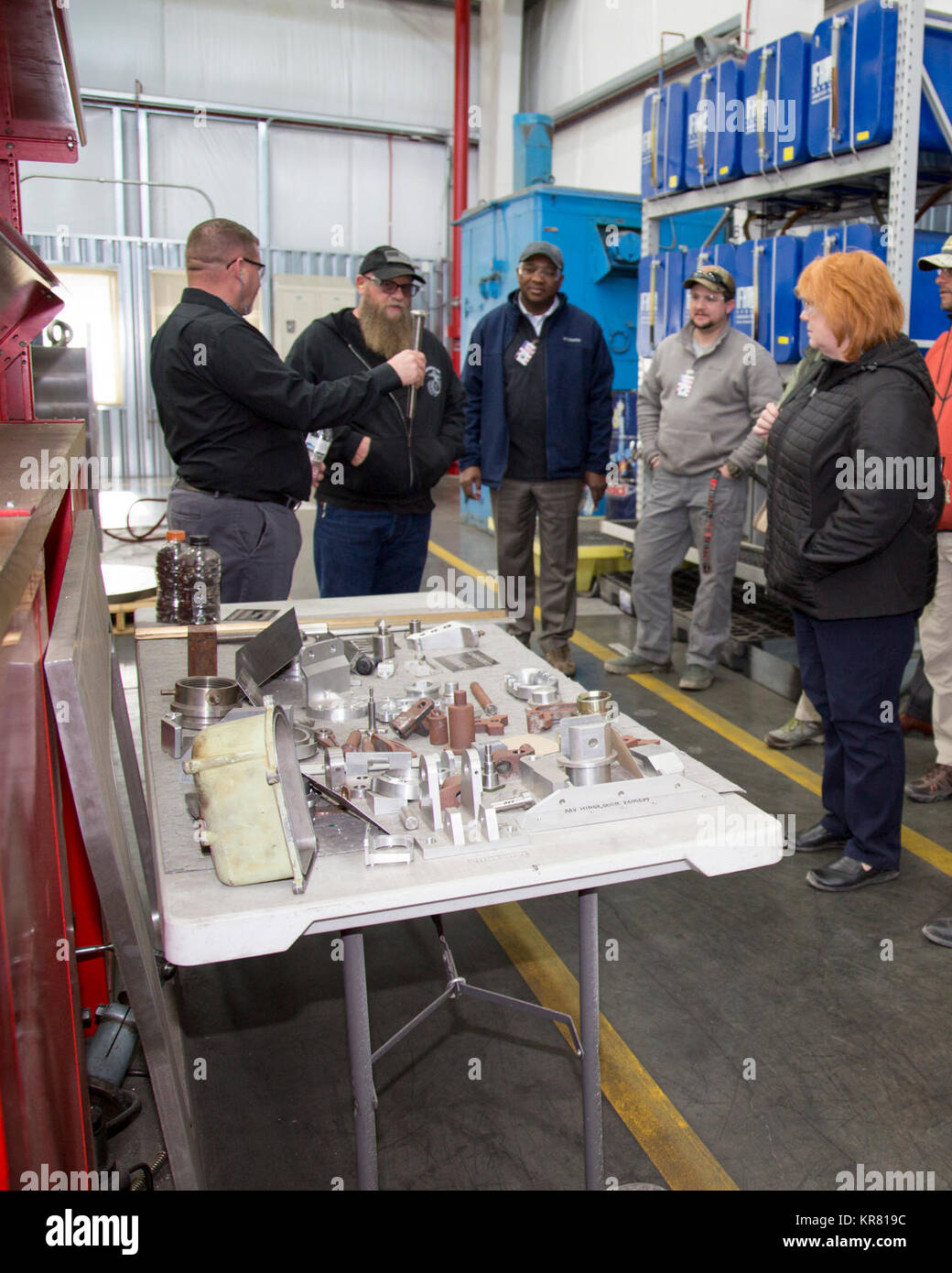Will Beckley, trades division manager, demonstrates the fabrication ...