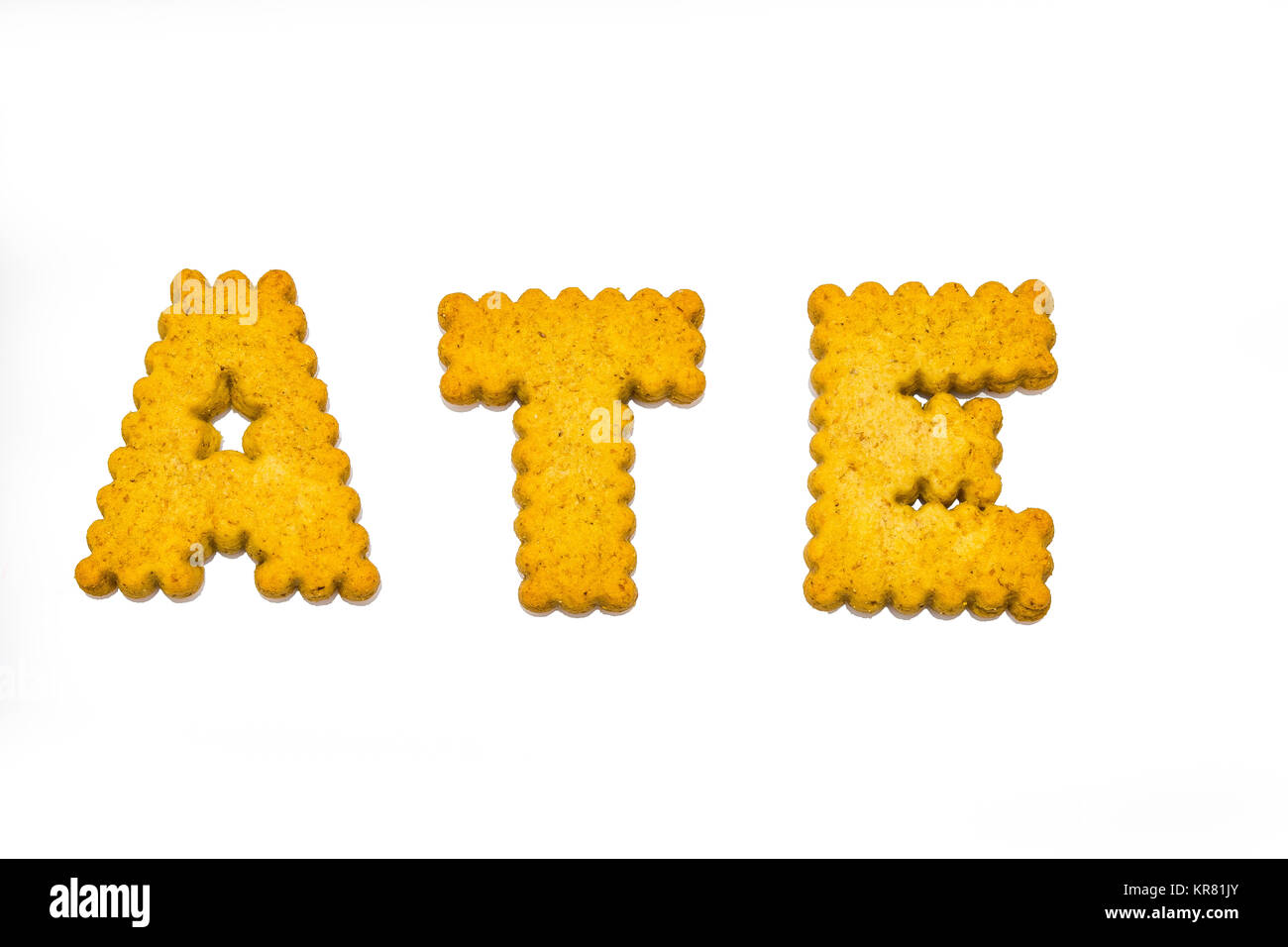 Designer, alphabet cookies arranged to spell words Stock Photo - Alamy