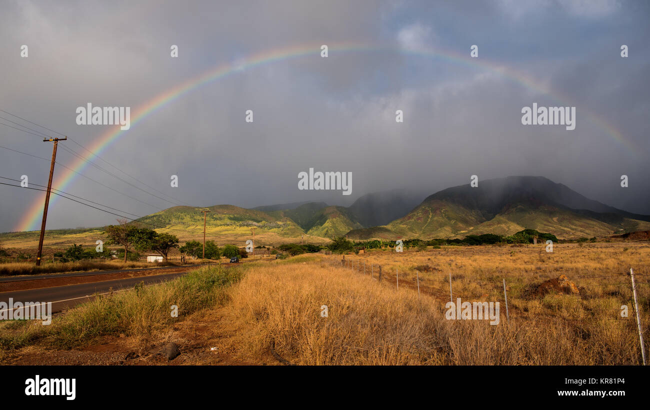 Rainbow over the West Maui Forest Preserve near Lahaina on Maui Island ...
