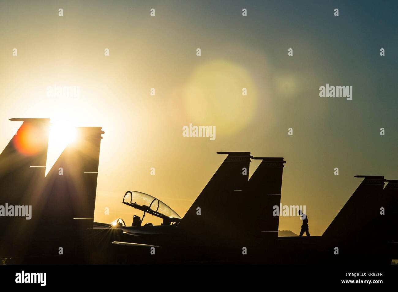 A Republic of Singapore Airman walks on an F-15SG Eagle, assigned to ...