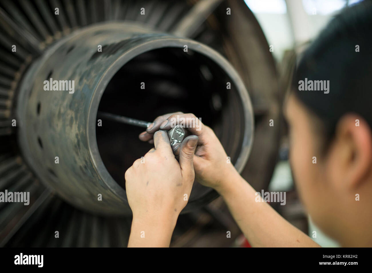 An Airman assigned to the 48th Component Maintenance Squadron assembles ...