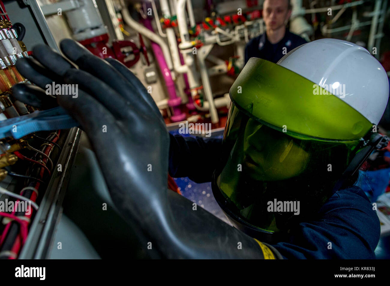 ATLANTIC OCEAN (Dec. 11, 2017) Electrician's Mate Fireman Yanhui Chen ...