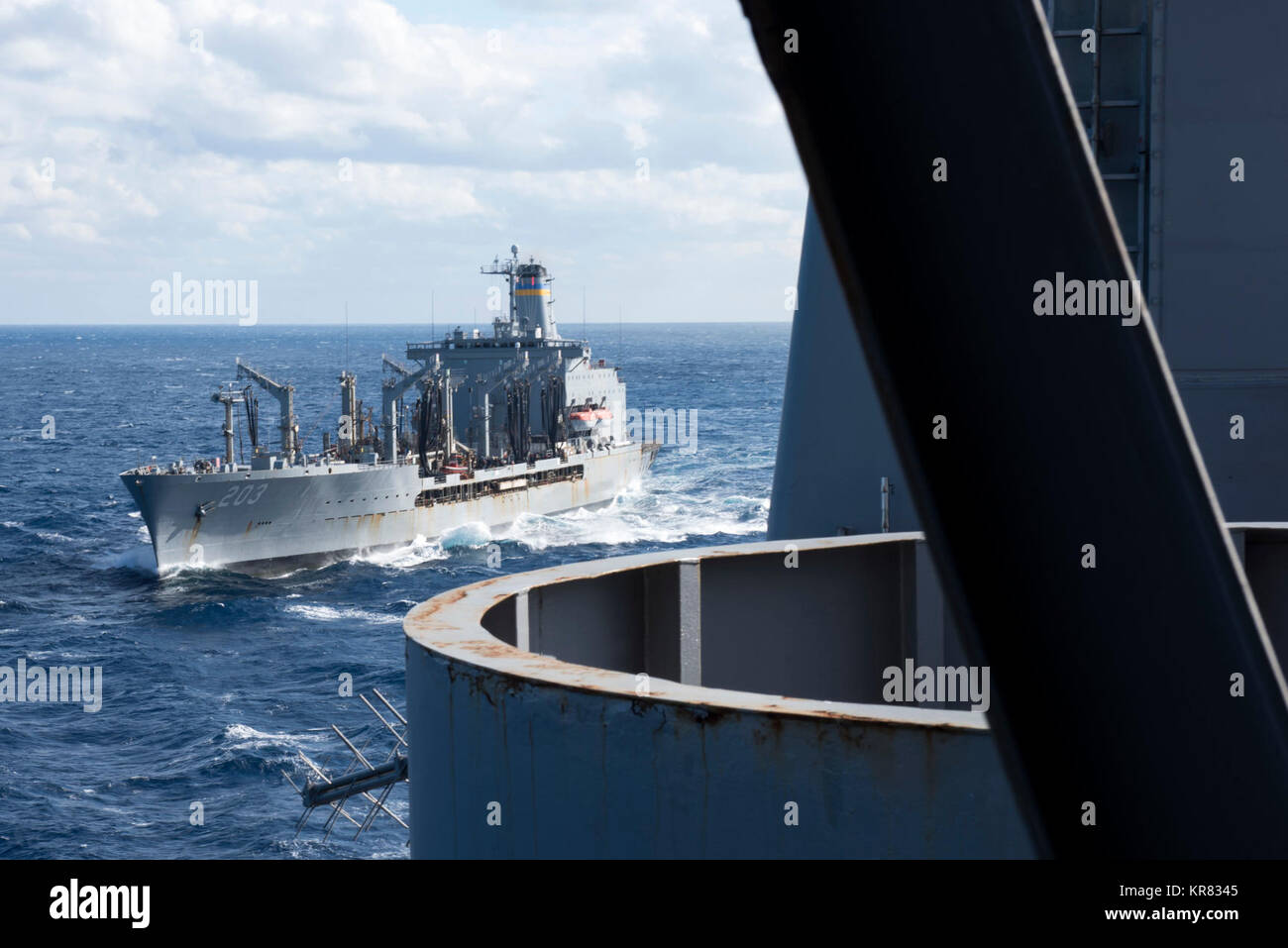 ATLANTIC OCEAN (Dec. 11, 2017) USNS Laramie (T-AO 203) pulls away from ...
