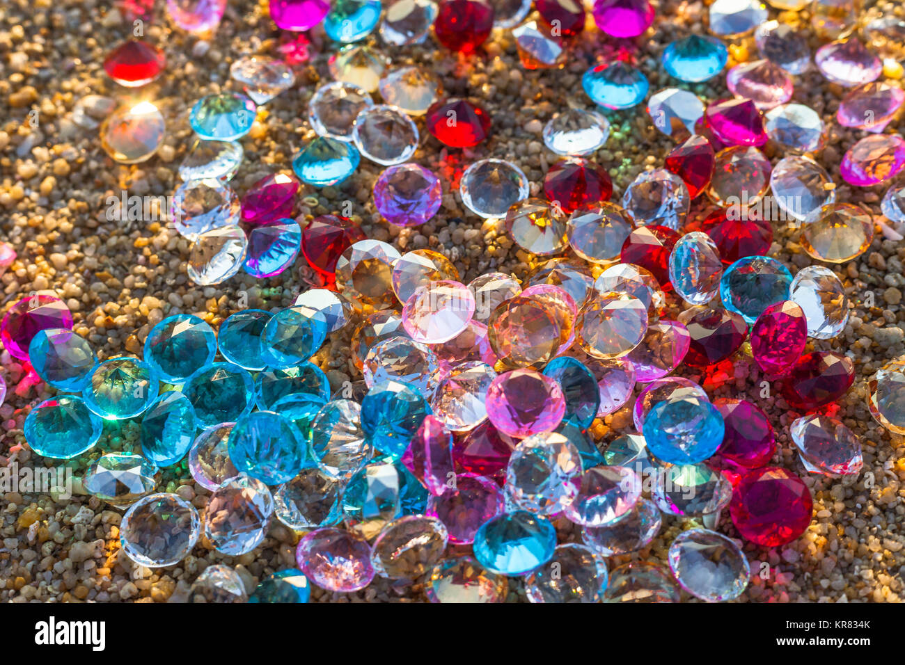 in the morning sunshine through on colorful gemstones. gemstones are ...