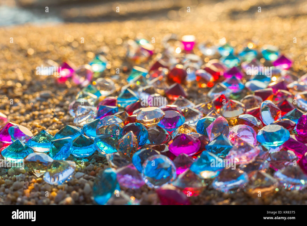 in the morning sunshine through on colorful gemstones. gemstones are ...