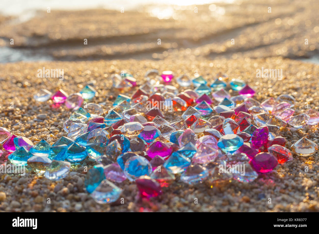 in the morning sunshine through on colorful gemstones. gemstones are ...