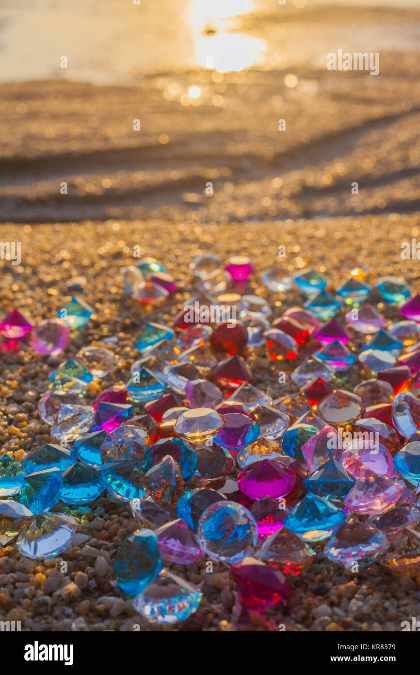in the morning sunshine through on colorful gemstones. gemstones are ...