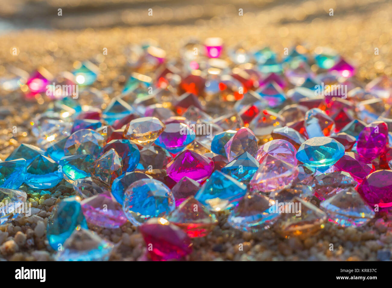in the morning sunshine through on colorful gemstones. gemstones are ...
