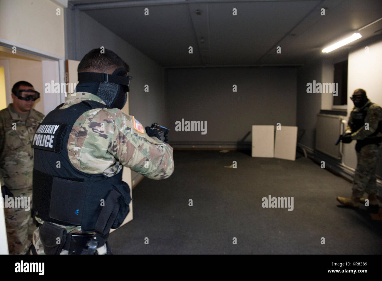 U.S. Soldiers assigned to the Provost Marshall Office at U.S. Army ...