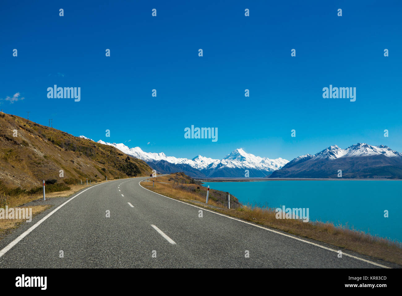 Mount Cook highway,South Island,New Zealand Stock Photo - Alamy