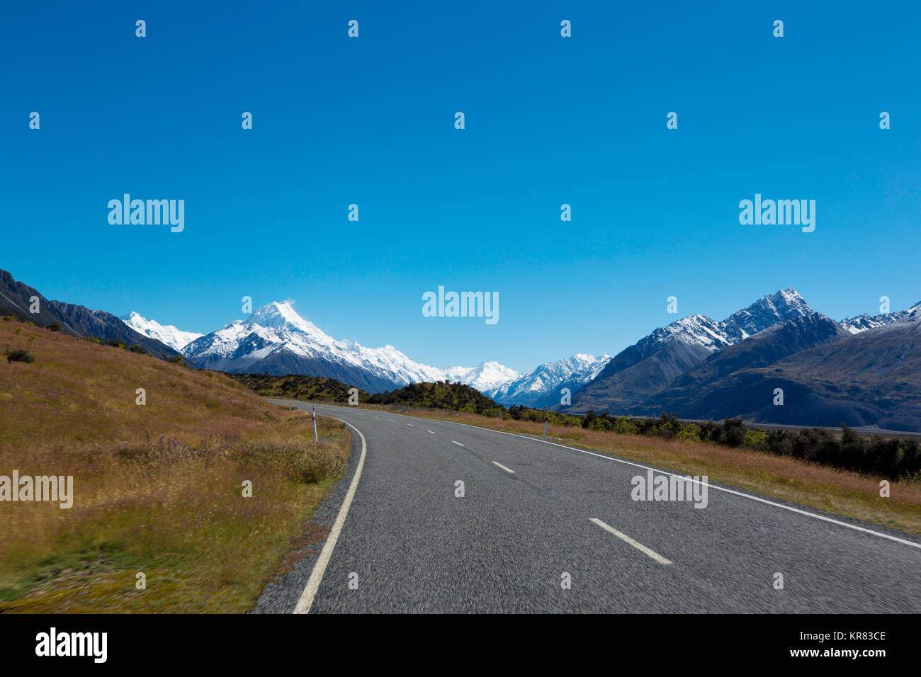 Mount Cook highway,South Island,New Zealand Stock Photo - Alamy