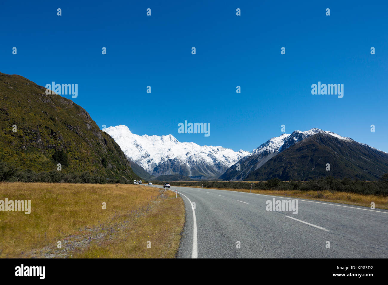 Mount Cook highway,South Island,New Zealand Stock Photo - Alamy
