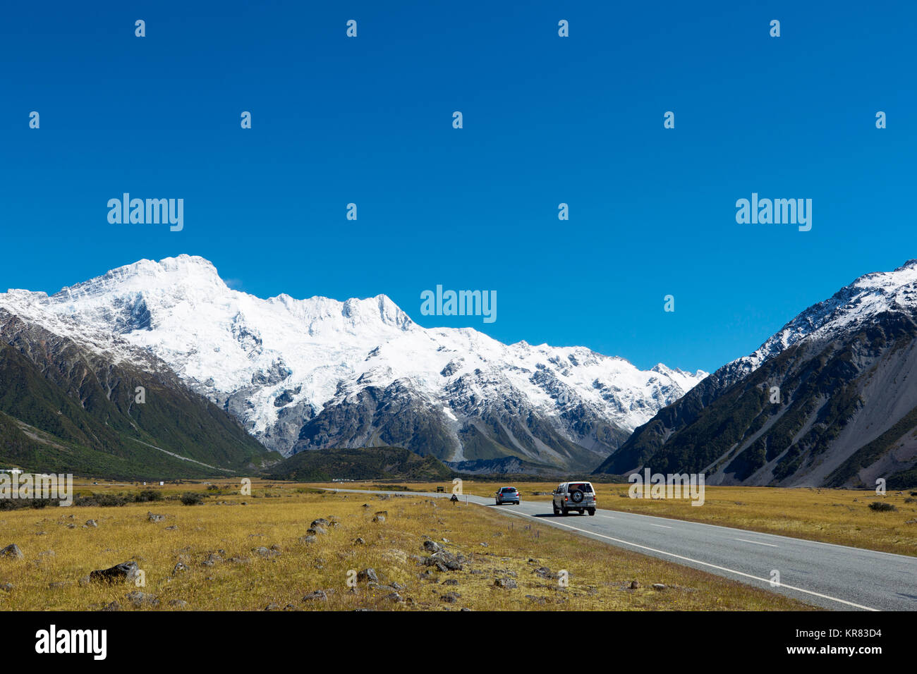 Mount Cook highway,South Island,New Zealand Stock Photo - Alamy
