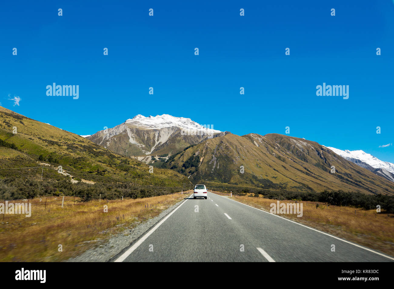 Mount Cook highway,South Island,New Zealand Stock Photo - Alamy