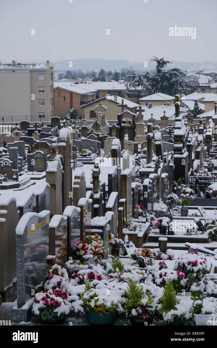Heavy urban snowfall, Lyon, France Stock Photo - Alamy