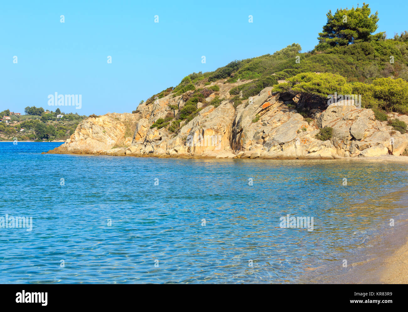 Summer sea view from Trani Ammouda beach (Ormos Panagias, Halkidiki ...