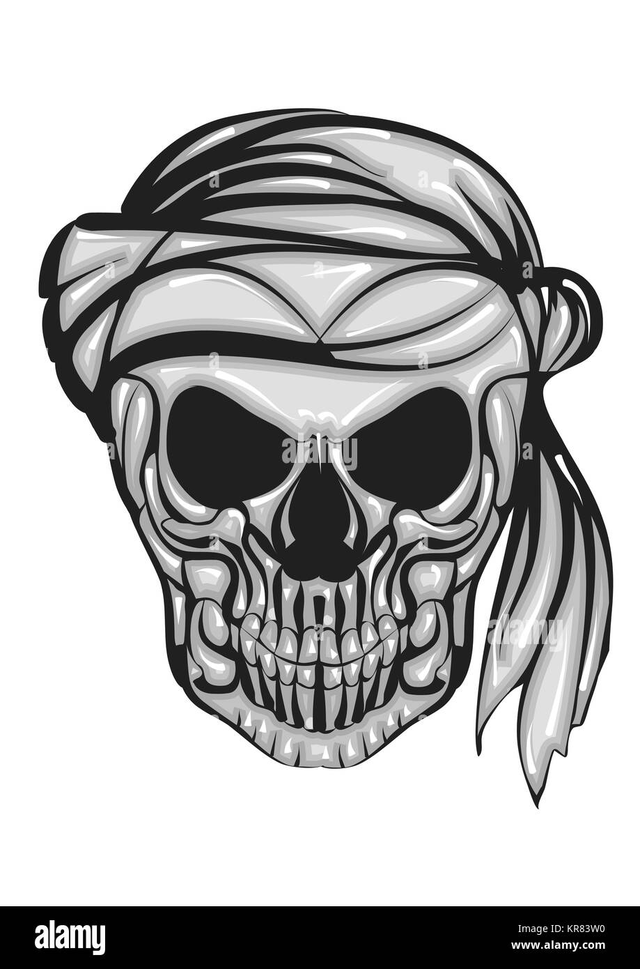 Pirate skull bandana Black and White Stock Photos & Images - Alamy