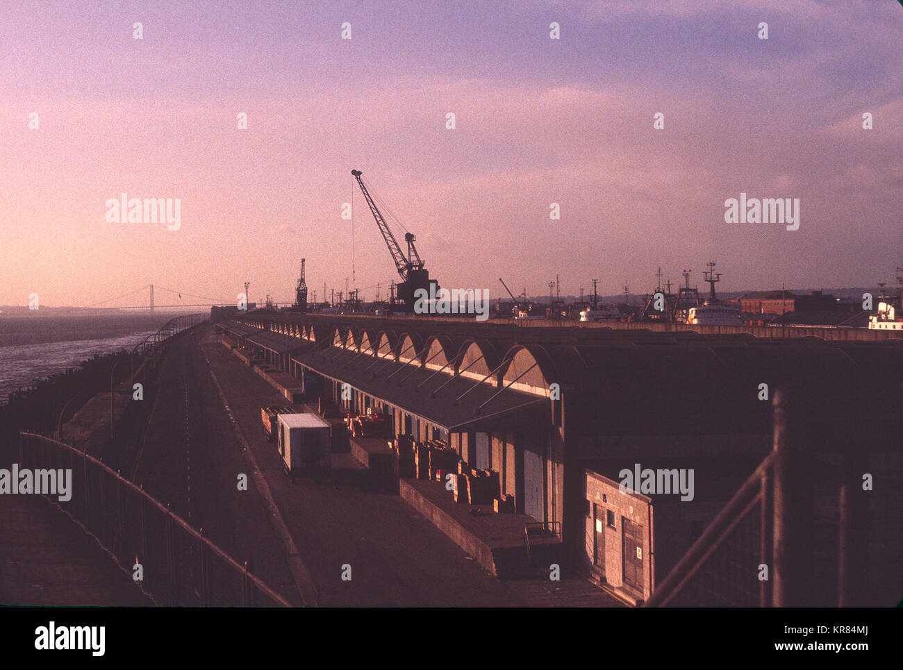 Warehouses and cranes Albert Dock, Hull, England, 1982 Stock Photo - Alamy