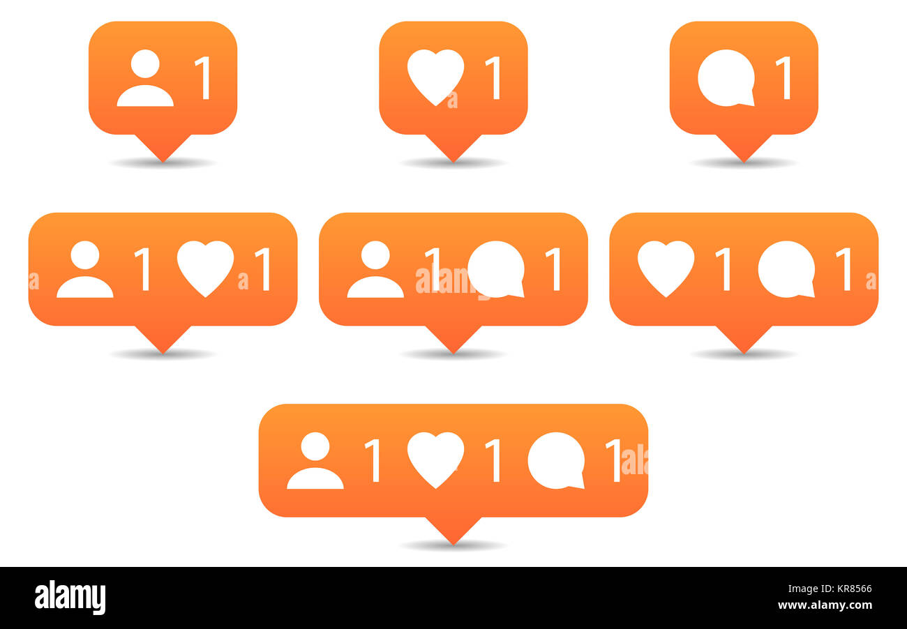 Like, follow, comment icons in flat style Stock Photo - Alamy