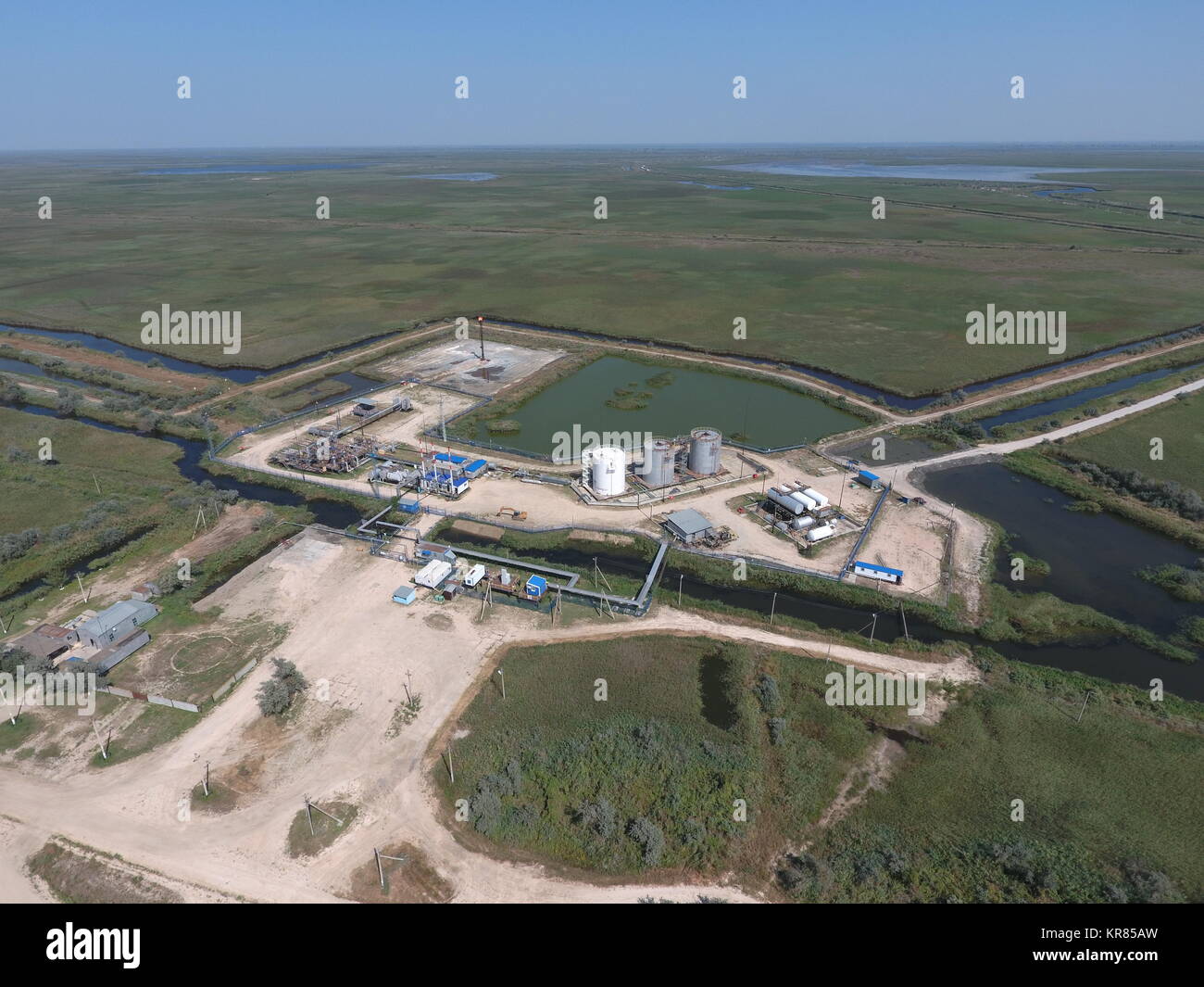 Equipment for the drying gas and condensate collection. Top view Stock ...