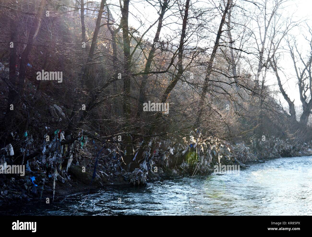 garbage by the river Stock Photo - Alamy