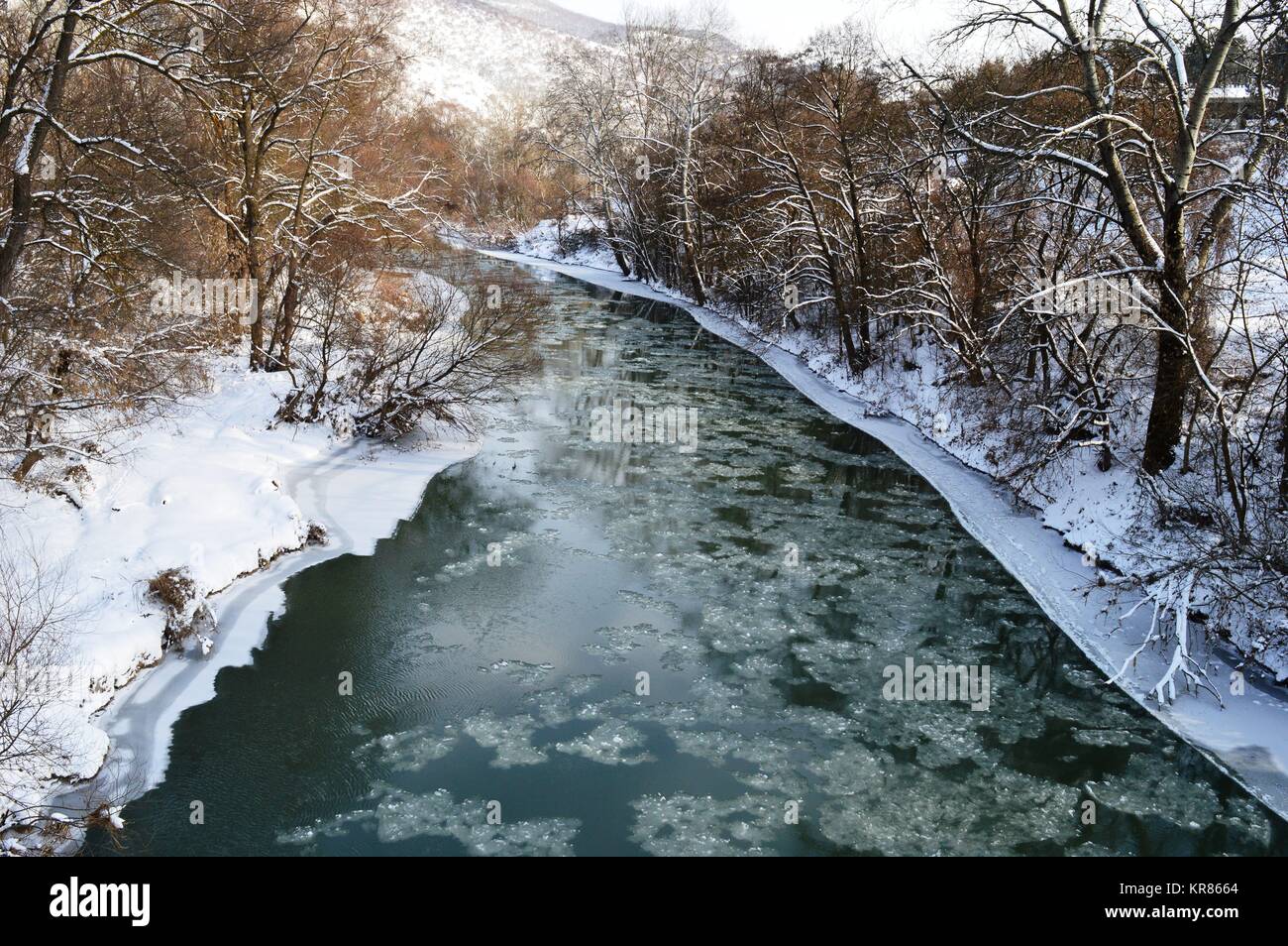 landscape river in winter Stock Photo - Alamy