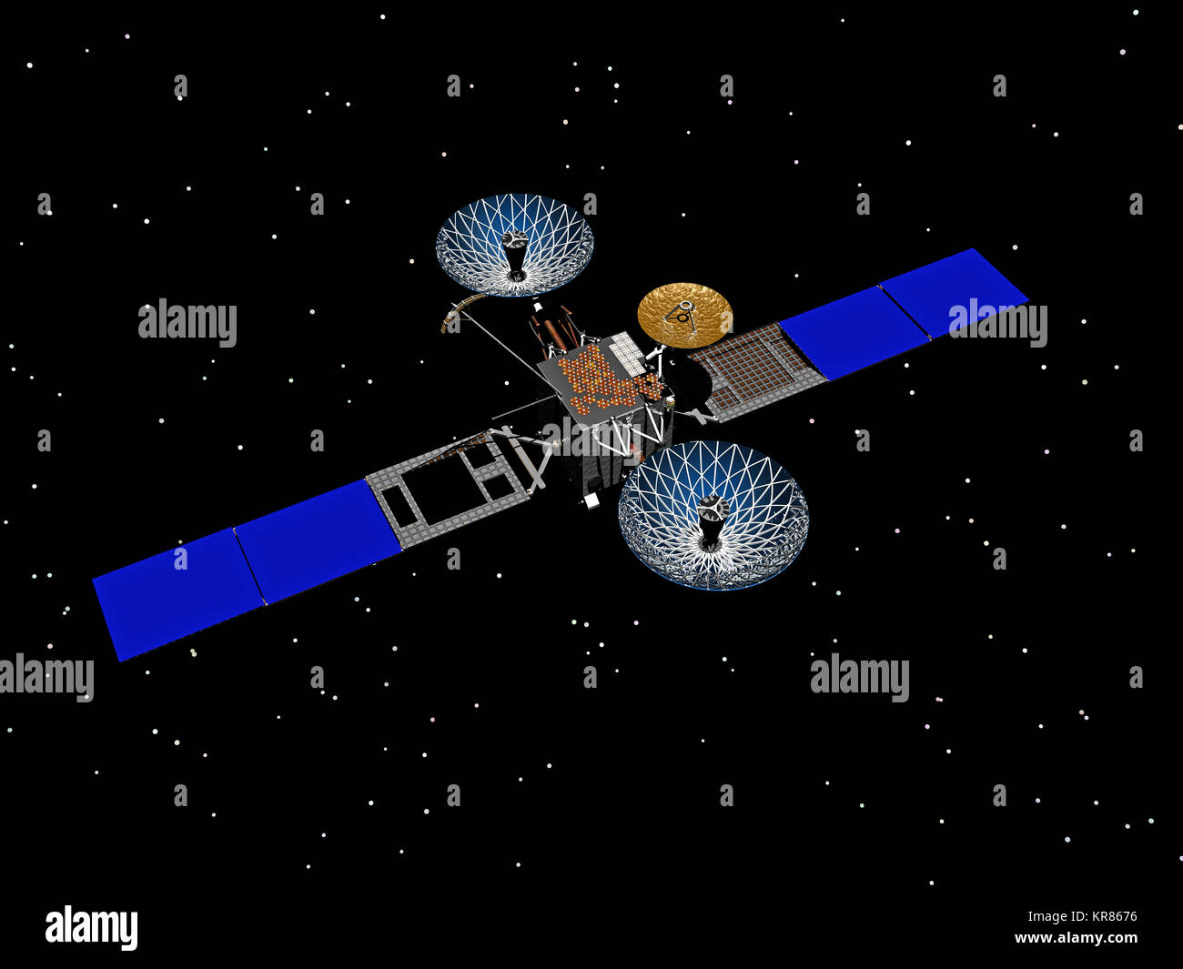 satellite with solar cells in space Stock Photo - Alamy