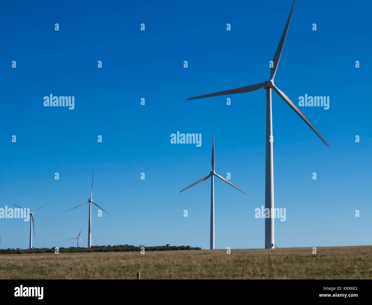 Multiple Wind Turbines against a Blue Sky Stock Photo - Alamy