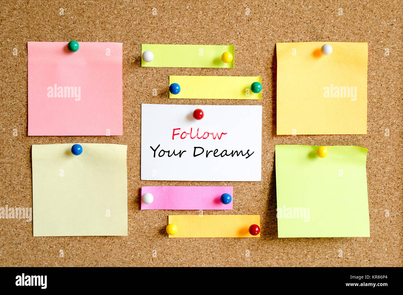 Board with the text follow your dream hi-res stock photography and ...