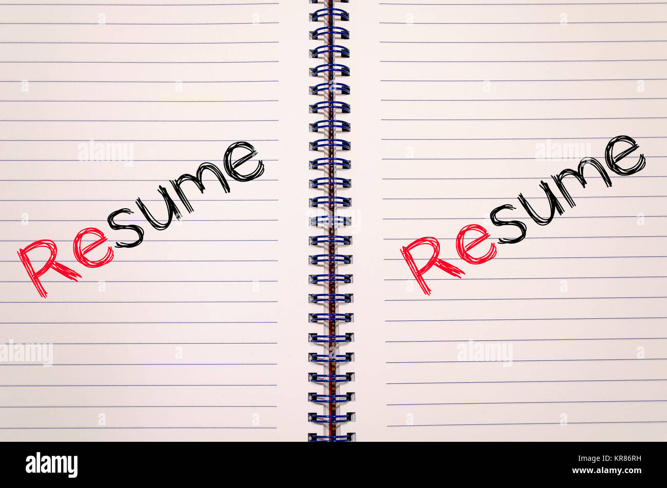 Resume text concept on notebook Stock Photo - Alamy