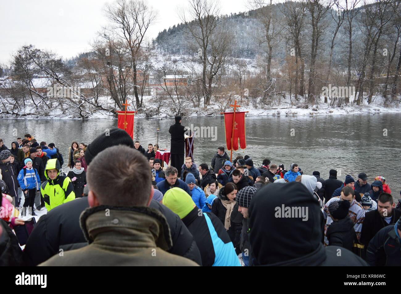 swimming towards the honorable cross Stock Photo - Alamy