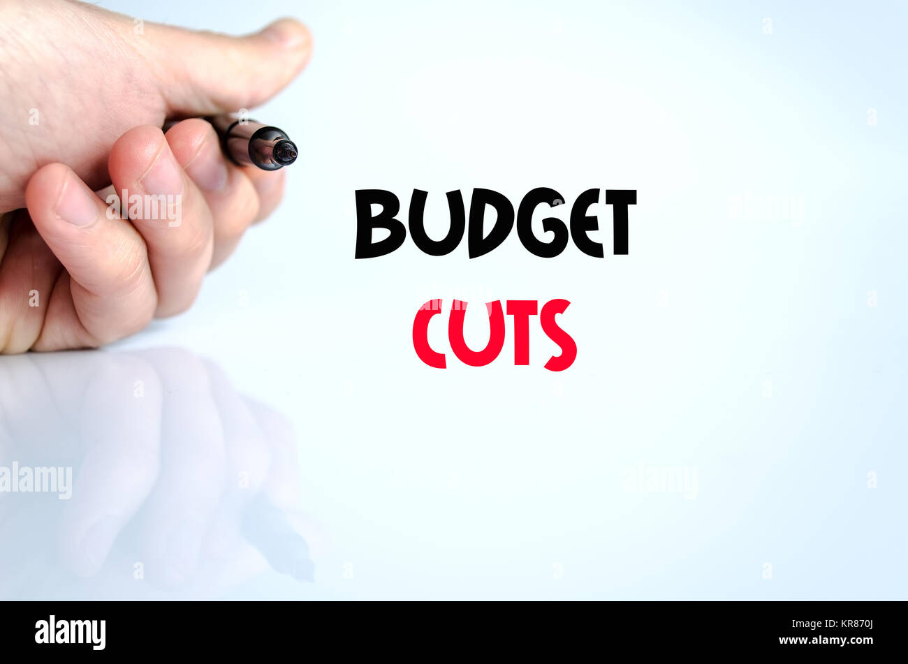 Budget cuts text concept Stock Photo - Alamy