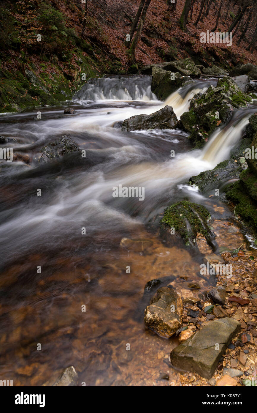 Waterfall in the river Hoegne near the small village Hockai in the ...