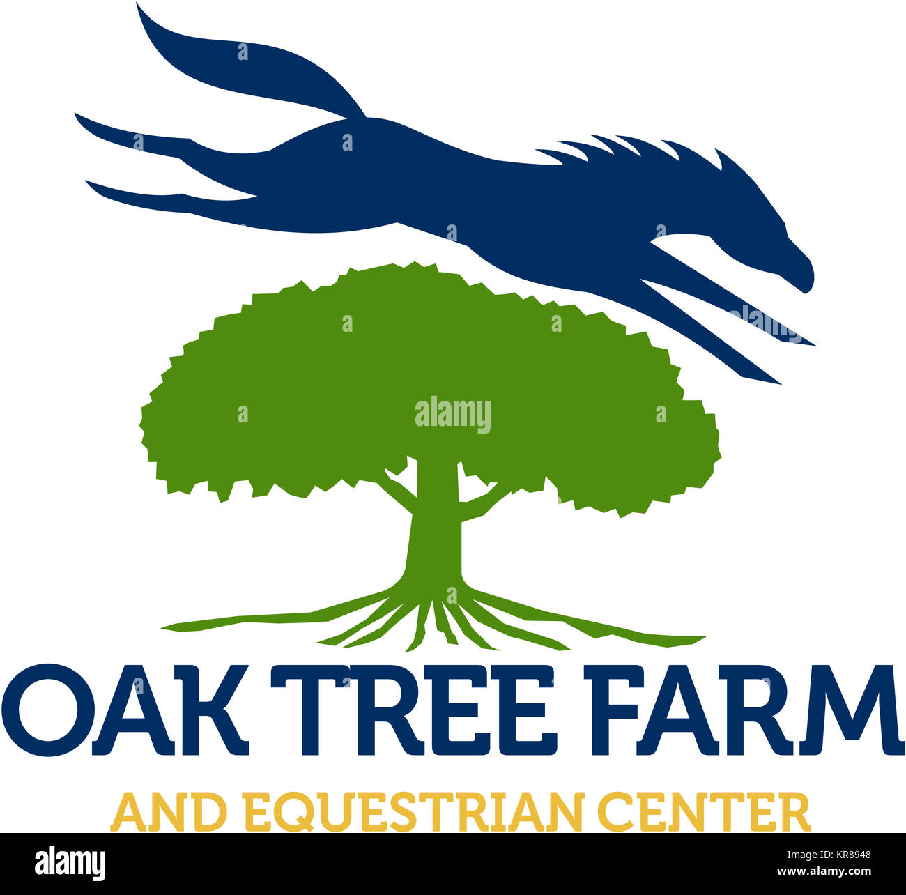 Horse Jumping Over Oak Tree Retro Stock Photo - Alamy