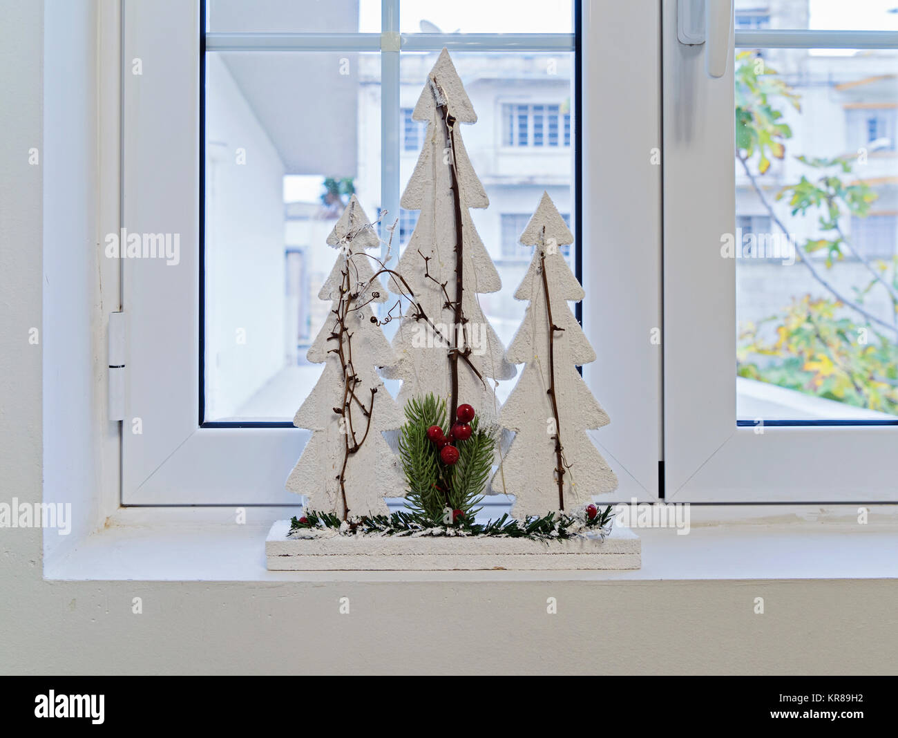 Wooden window frame tree branch hi-res stock photography and images - Alamy