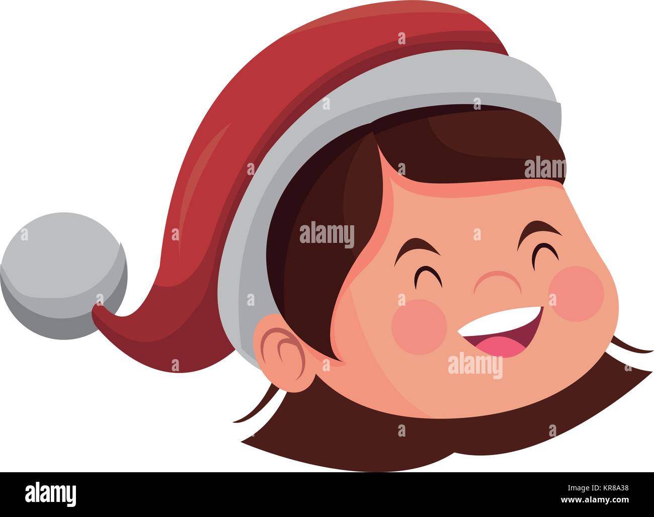 Cute girl face christmas cartoon icon vector illustration graphic ...