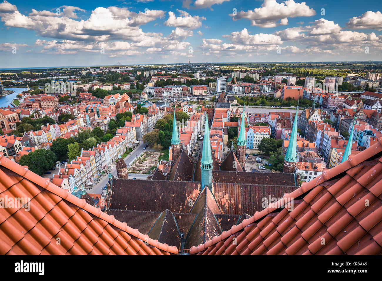 old town in gdansk,aerial view from cathedral tower,poland Stock Photo ...