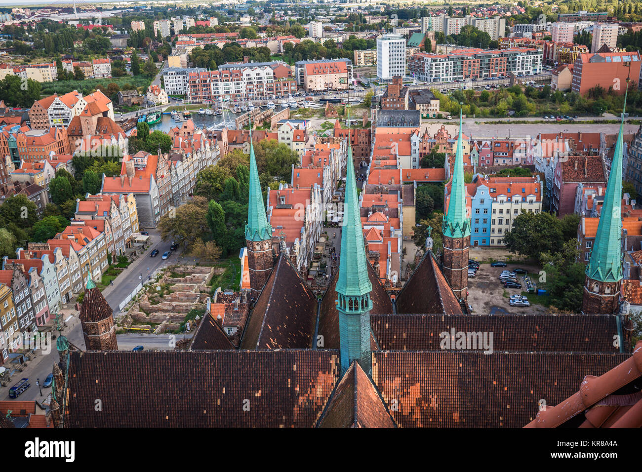 old town in gdansk,aerial view from cathedral tower,poland Stock Photo ...