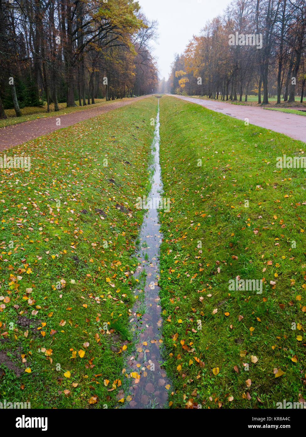 Beautiful autumn park. Autumn in Oranienbaum, Saint Petersburg. Trees ...