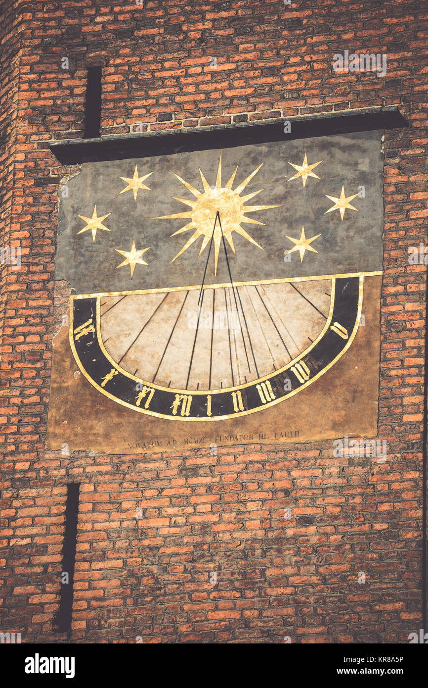 medieval sundial on the wall of the st mary,gdansk,poland Stock Photo ...