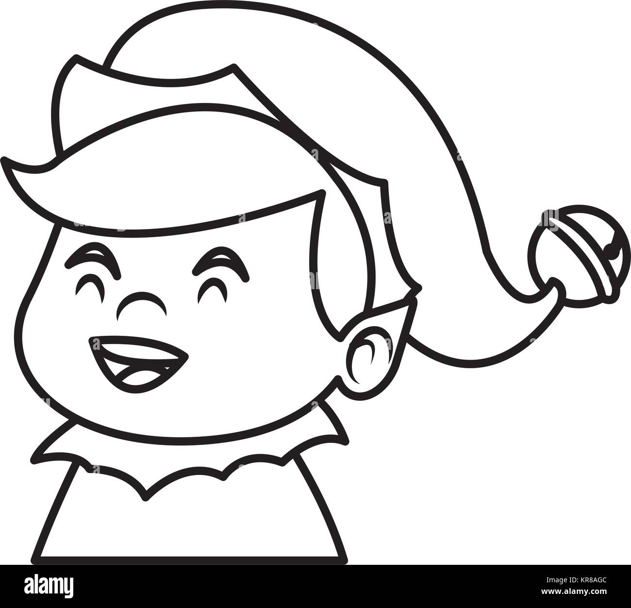 Cute elf face christmas cartoon icon vector illustration graphic design ...