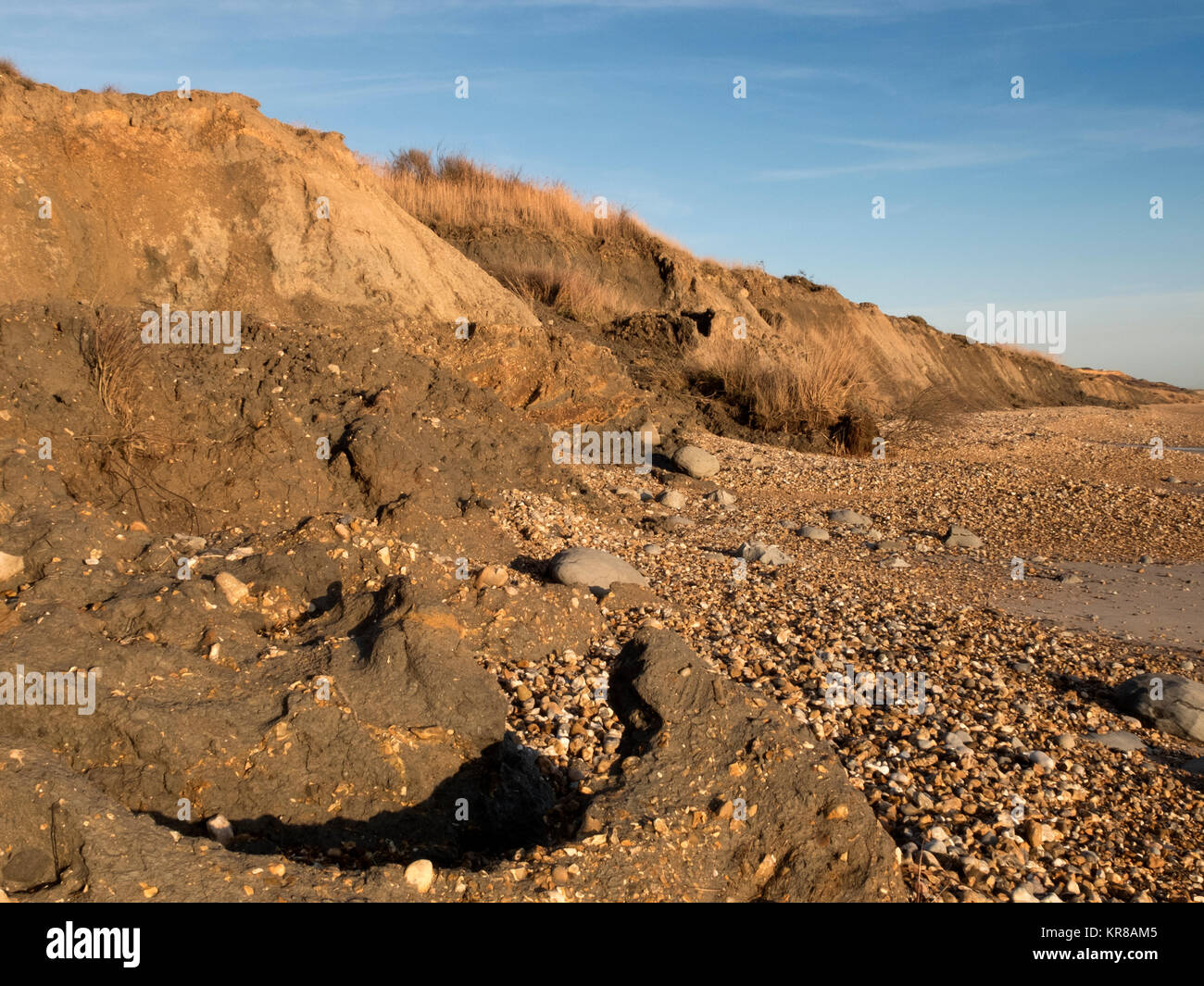Evidence of cliff and coastal erosion, lost buildings and exposed ...