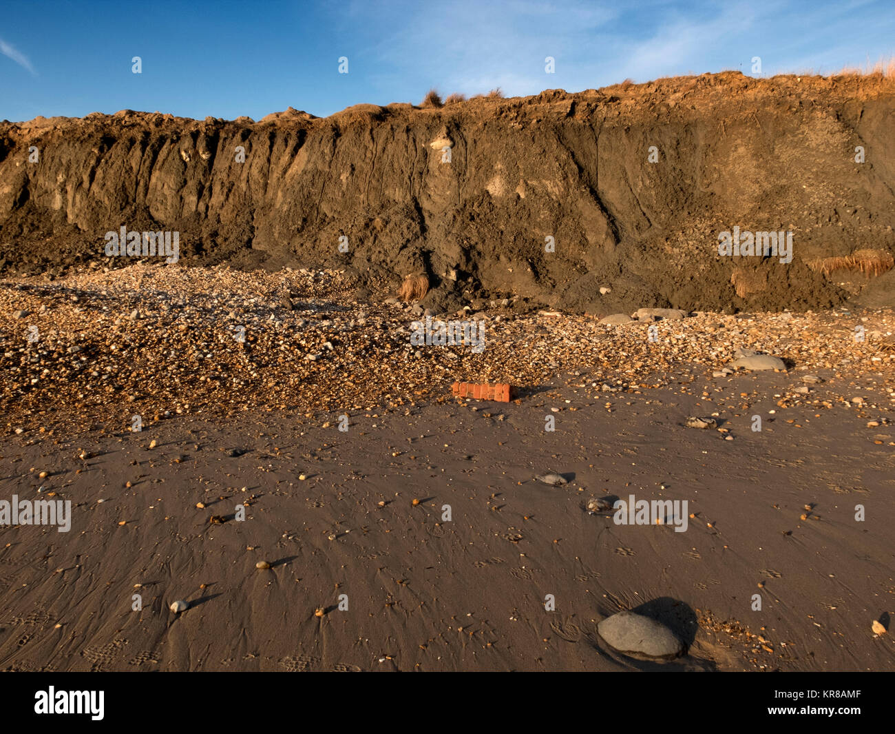 Evidence of cliff and coastal erosion, lost buildings and exposed ...