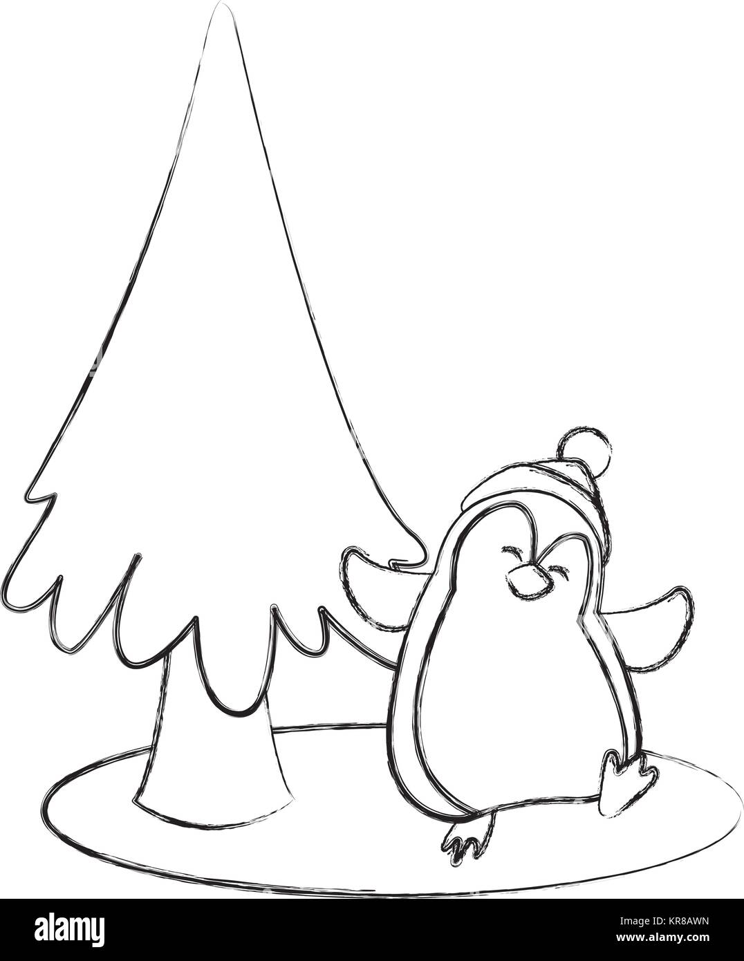 Penguin and christmas tree cartoon Stock Vector Image & Art - Alamy