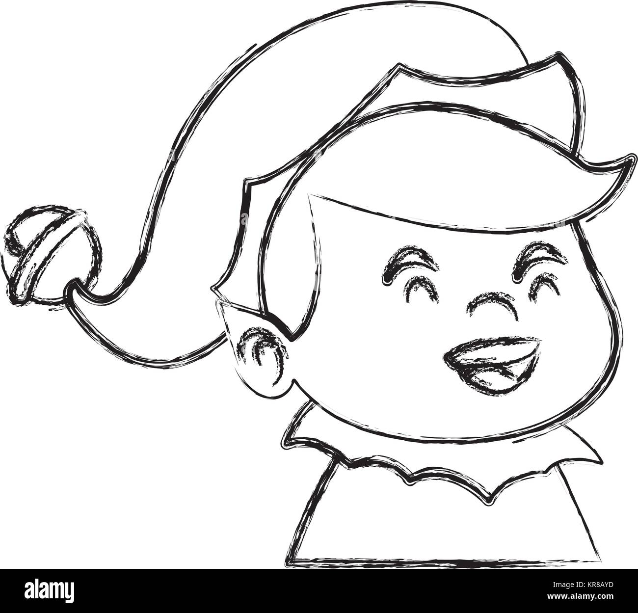 Cute elf face christmas cartoon icon vector illustration graphic design ...