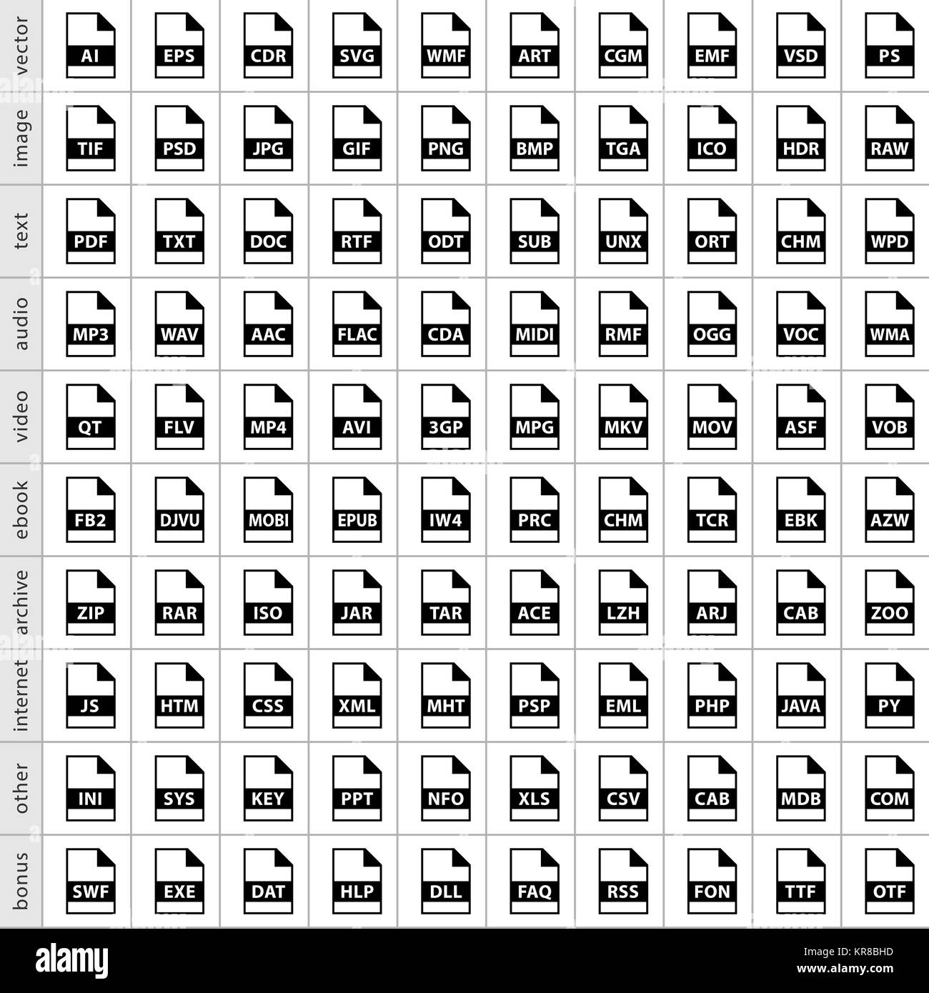 Pdf vector icon flat Black and White Stock Photos & Images - Alamy