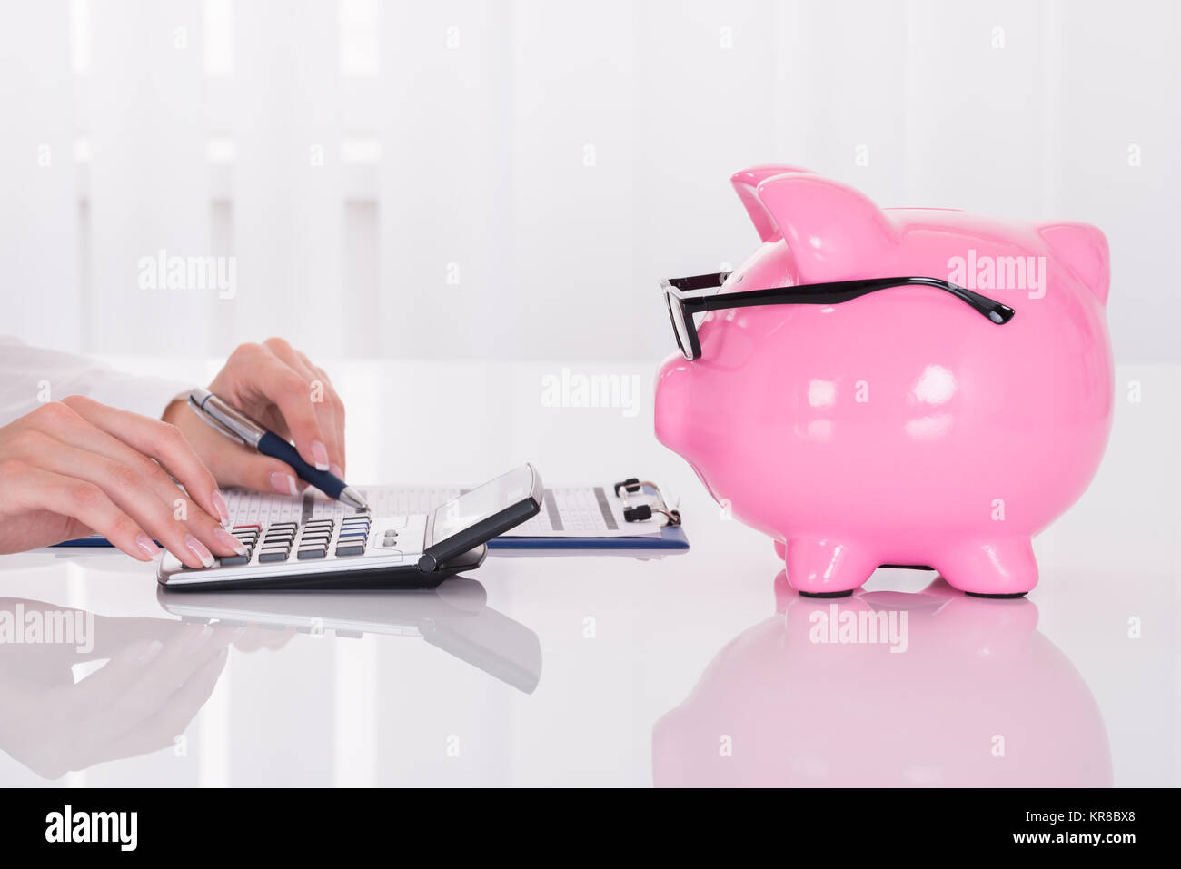 Person Calculating Bill Stock Photo Alamy