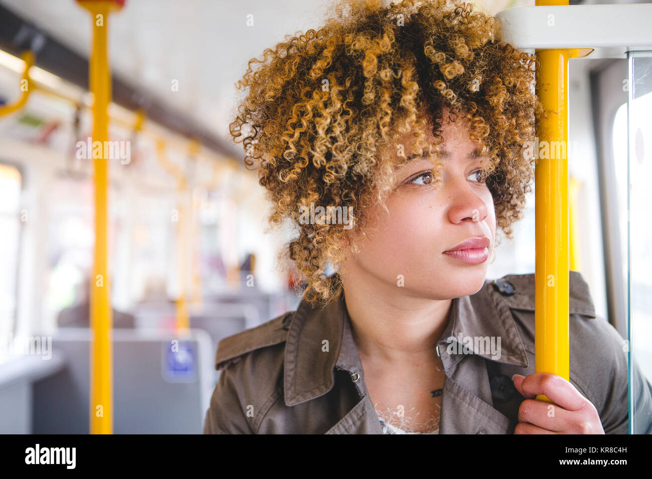 Commuting on the train Stock Photo - Alamy