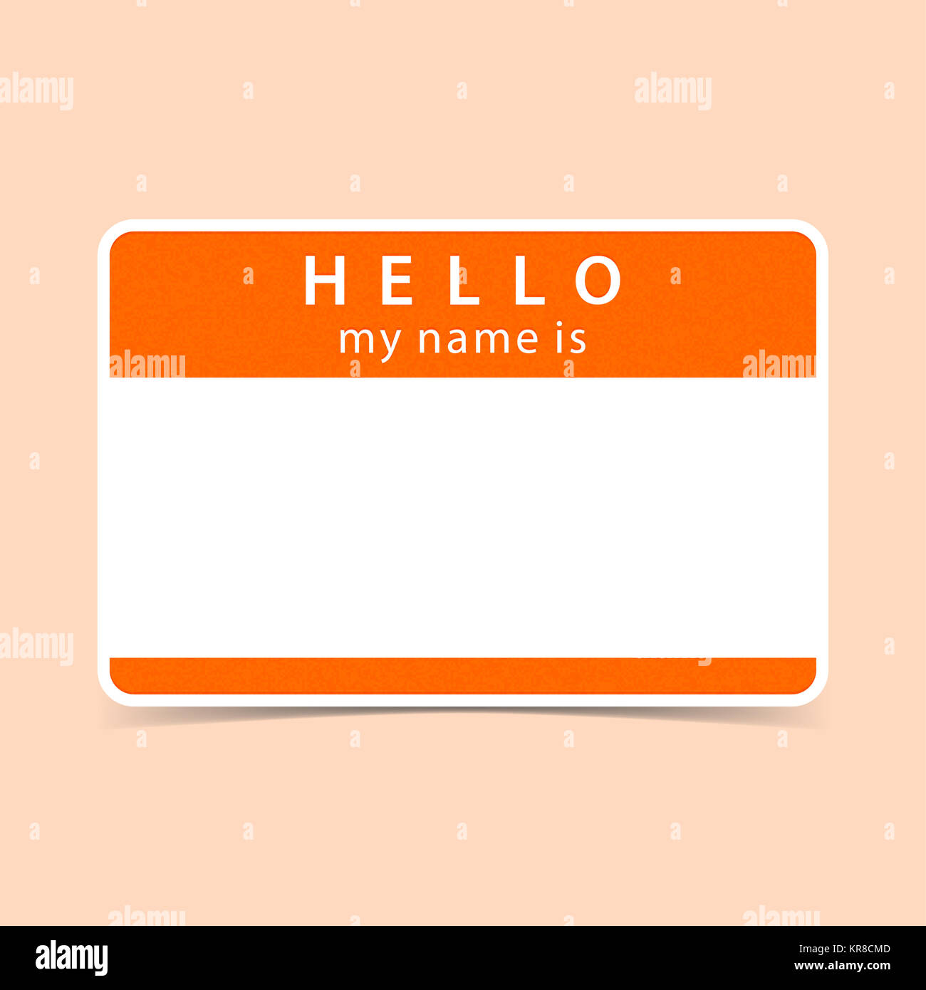 Blank name tag sticker HELLO Stock Photo - Alamy